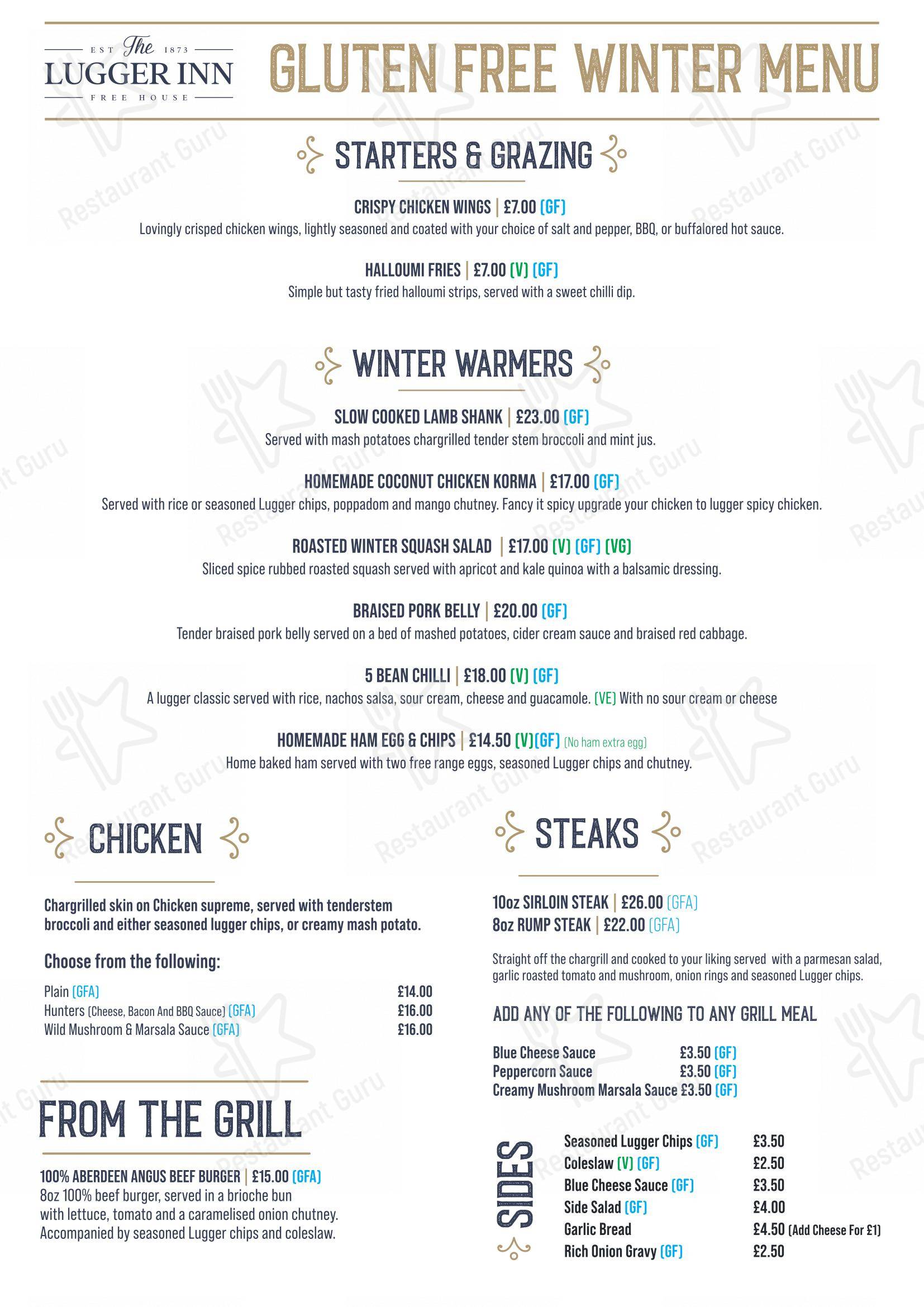 Menu at The Lugger Inn pub & bar, Weymouth