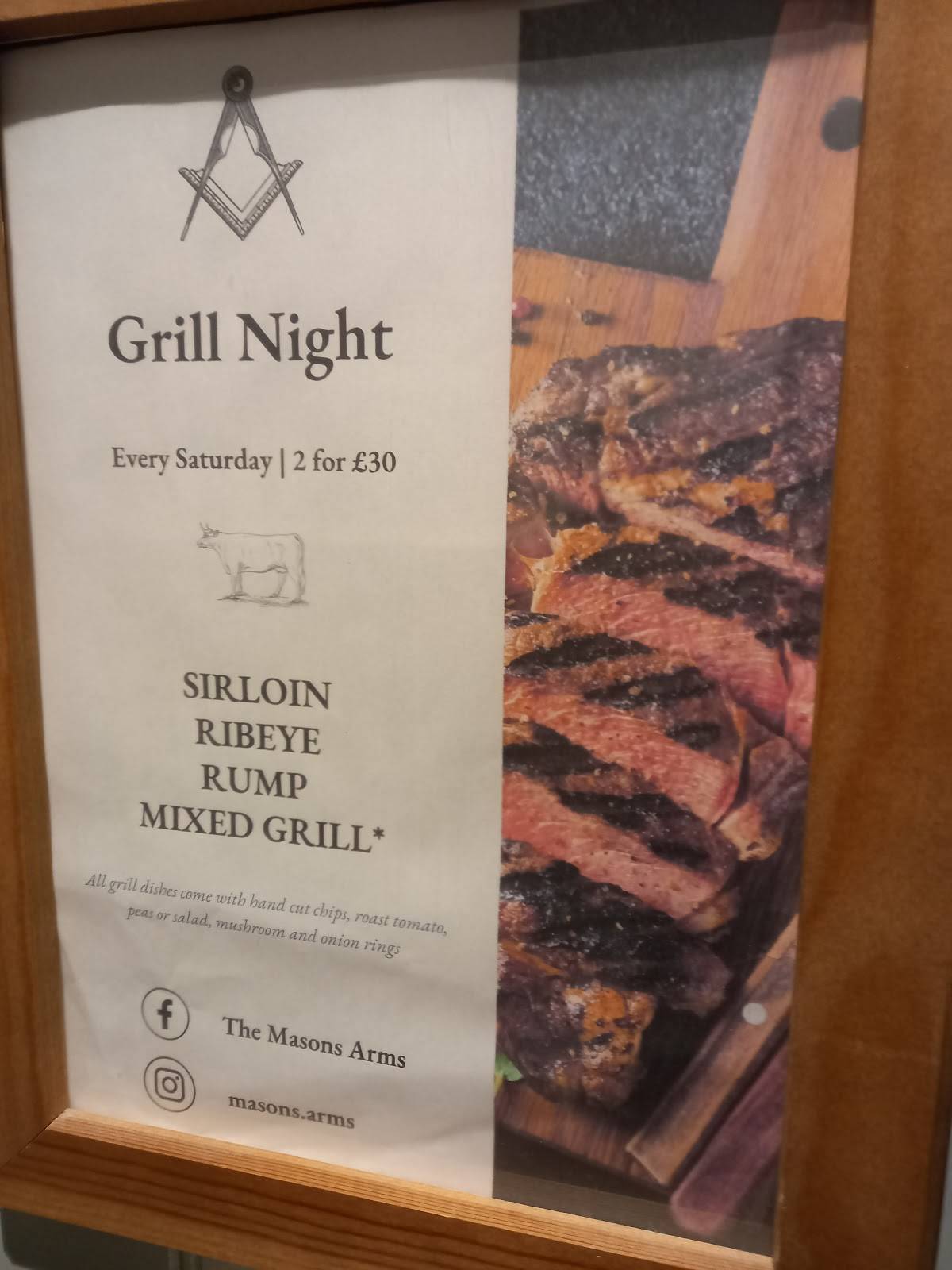 Menu at The Masons Arms pub & bar, Rotherham, 106 Thorpe St