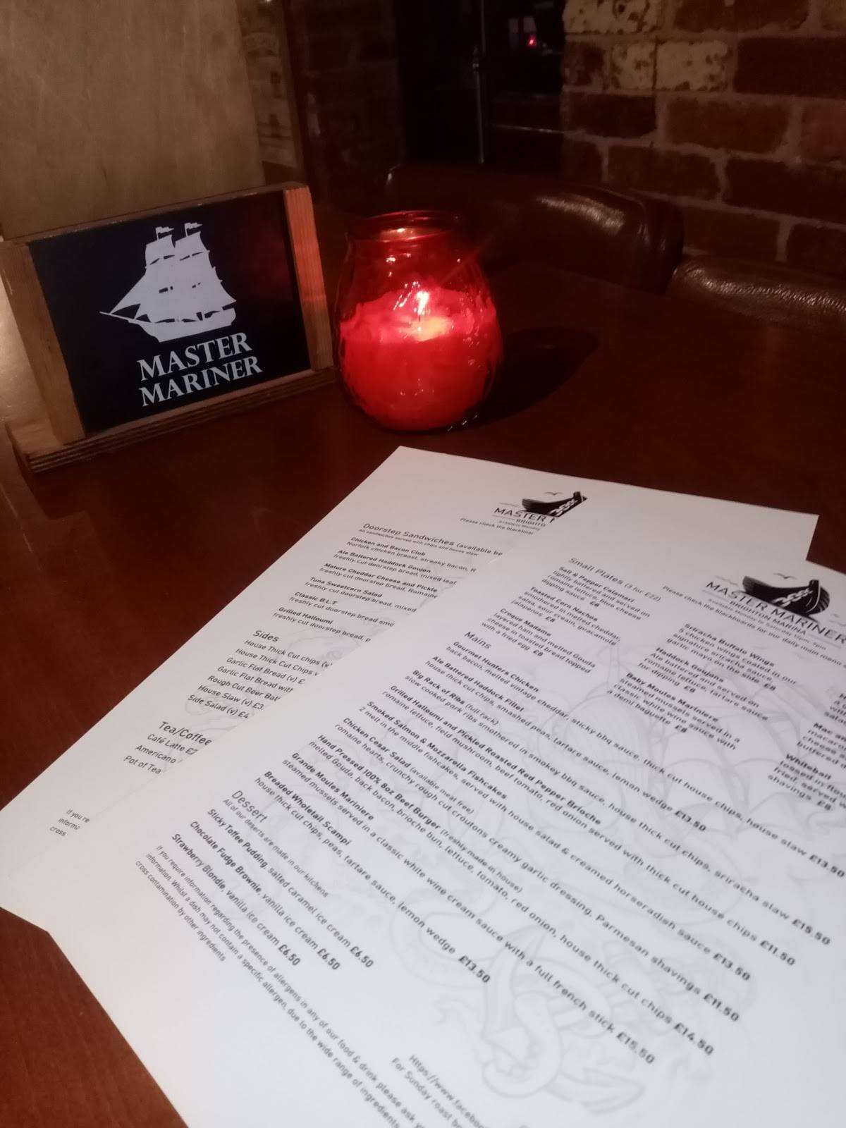 Menu at The Master Mariner pub & bar, Brighton