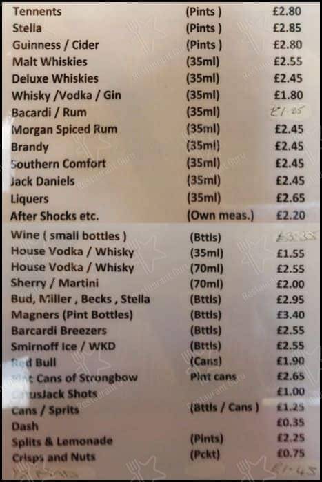 Menu at The Merchants Quay pub & bar, Glasgow