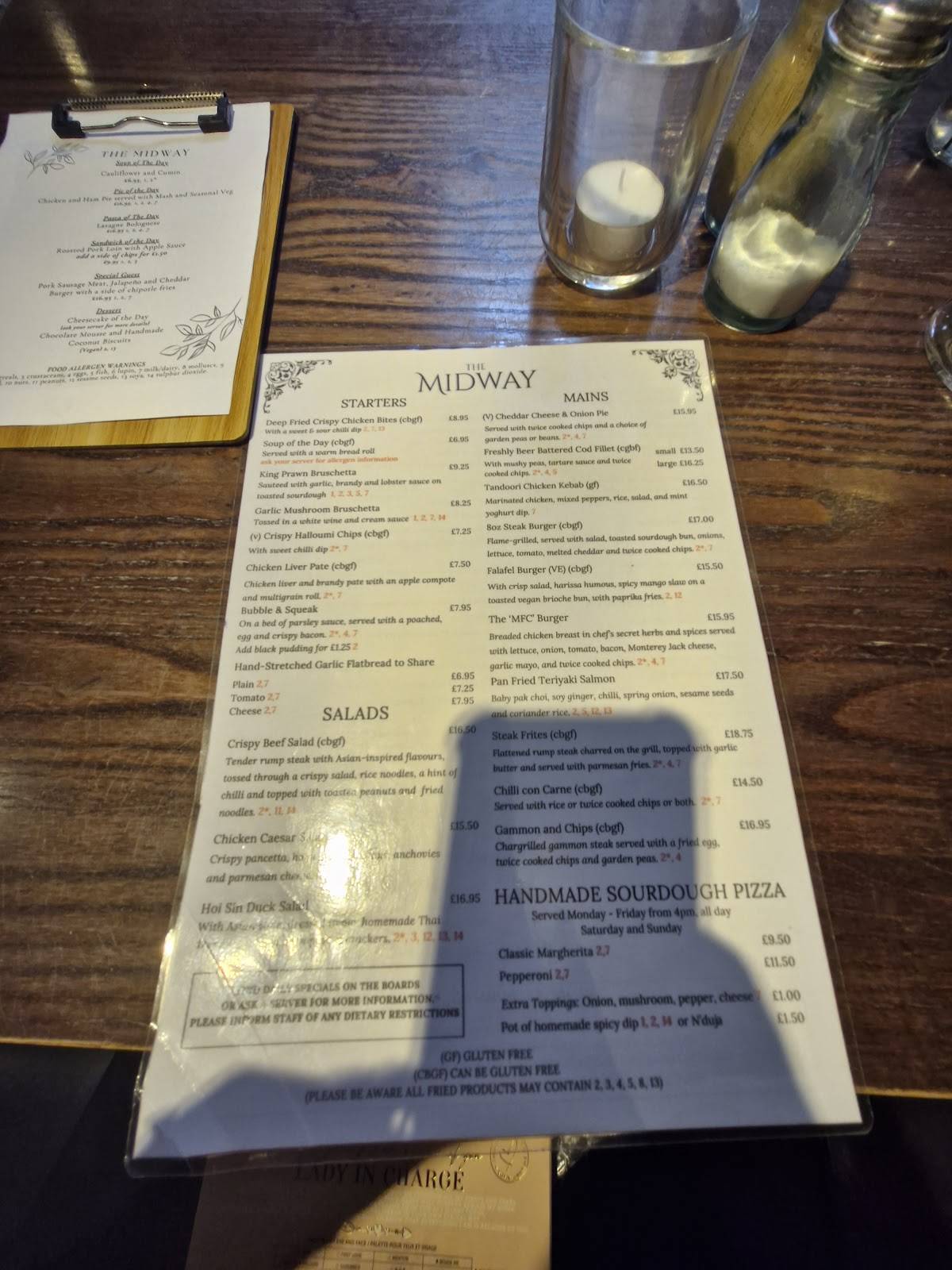 Menu at The Midway pub & bar, Stockport