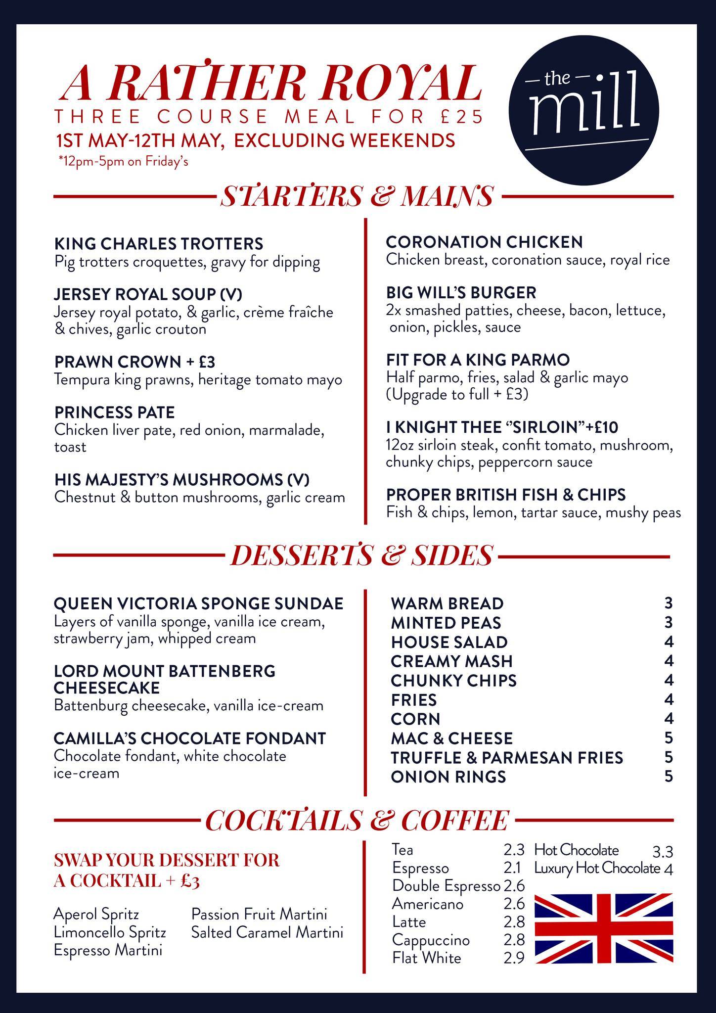 Menu at The Mill pub & bar, Middlesbrough