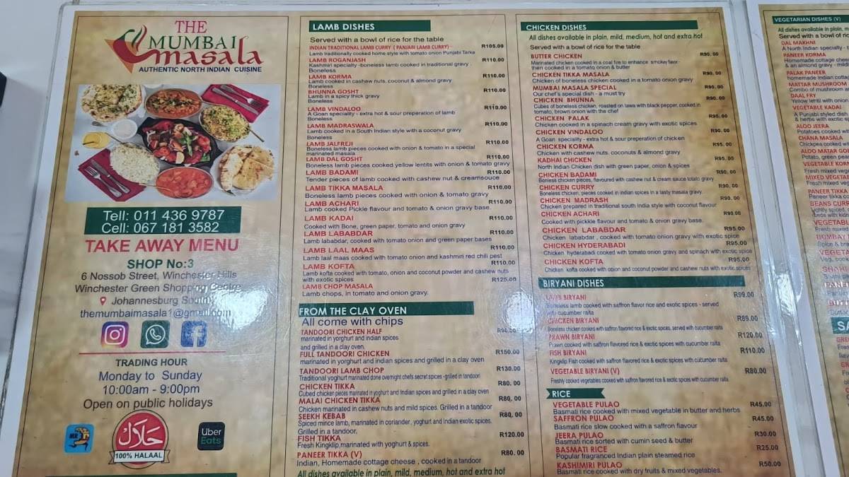 Menu at The Mumbai Masala Authentic North Indian Cusine (Halaal ...