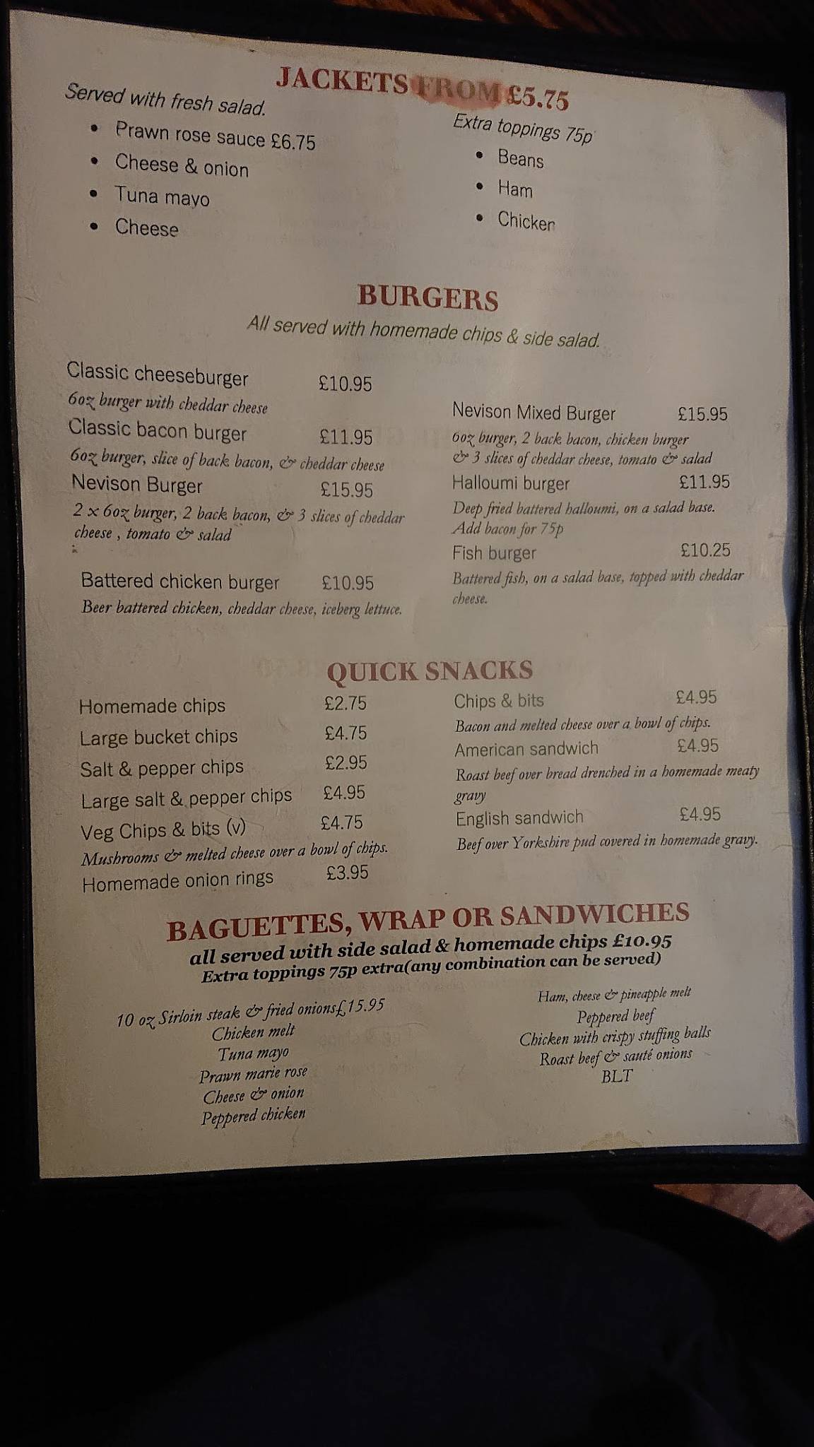 Menu at The Nevison Country Inn pub & bar, Leigh, 96b Plank Ln