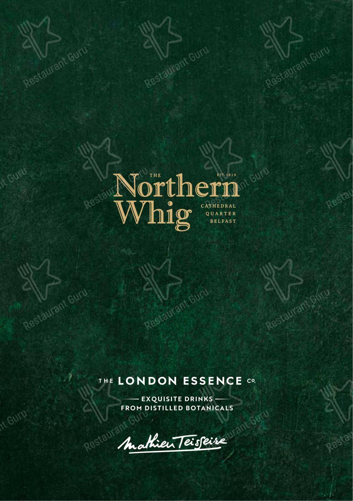 Menu at The Northern Whig pub & bar, Belfast