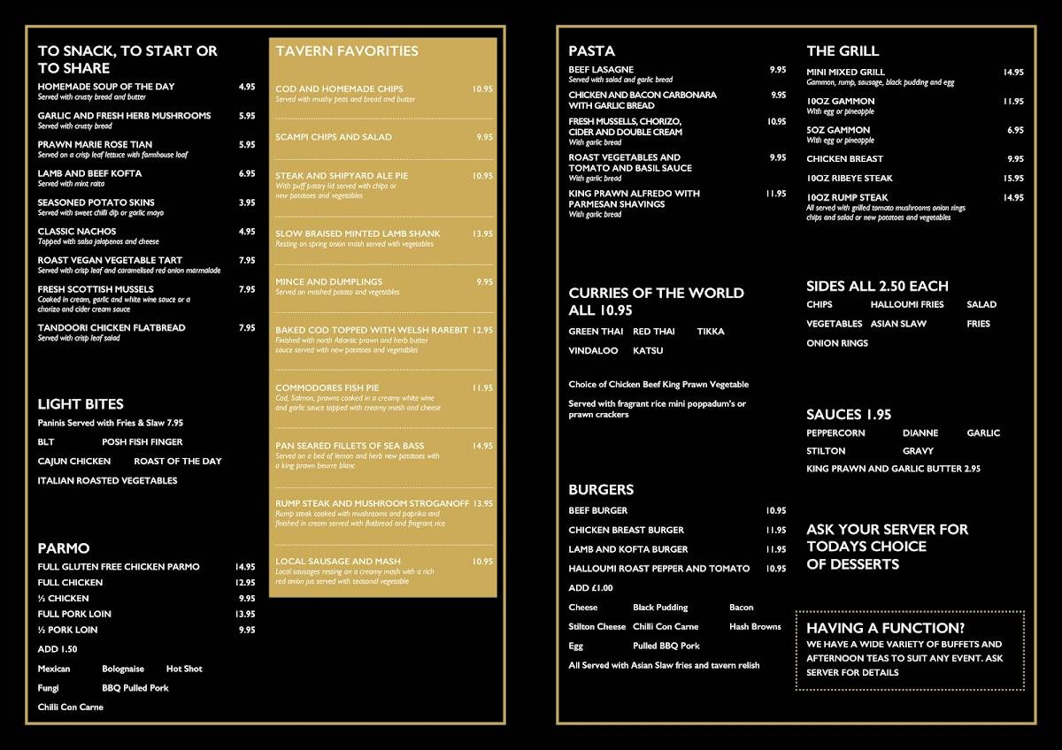 Menu at The Norton Tavern pub & bar, Stockton-on-Tees