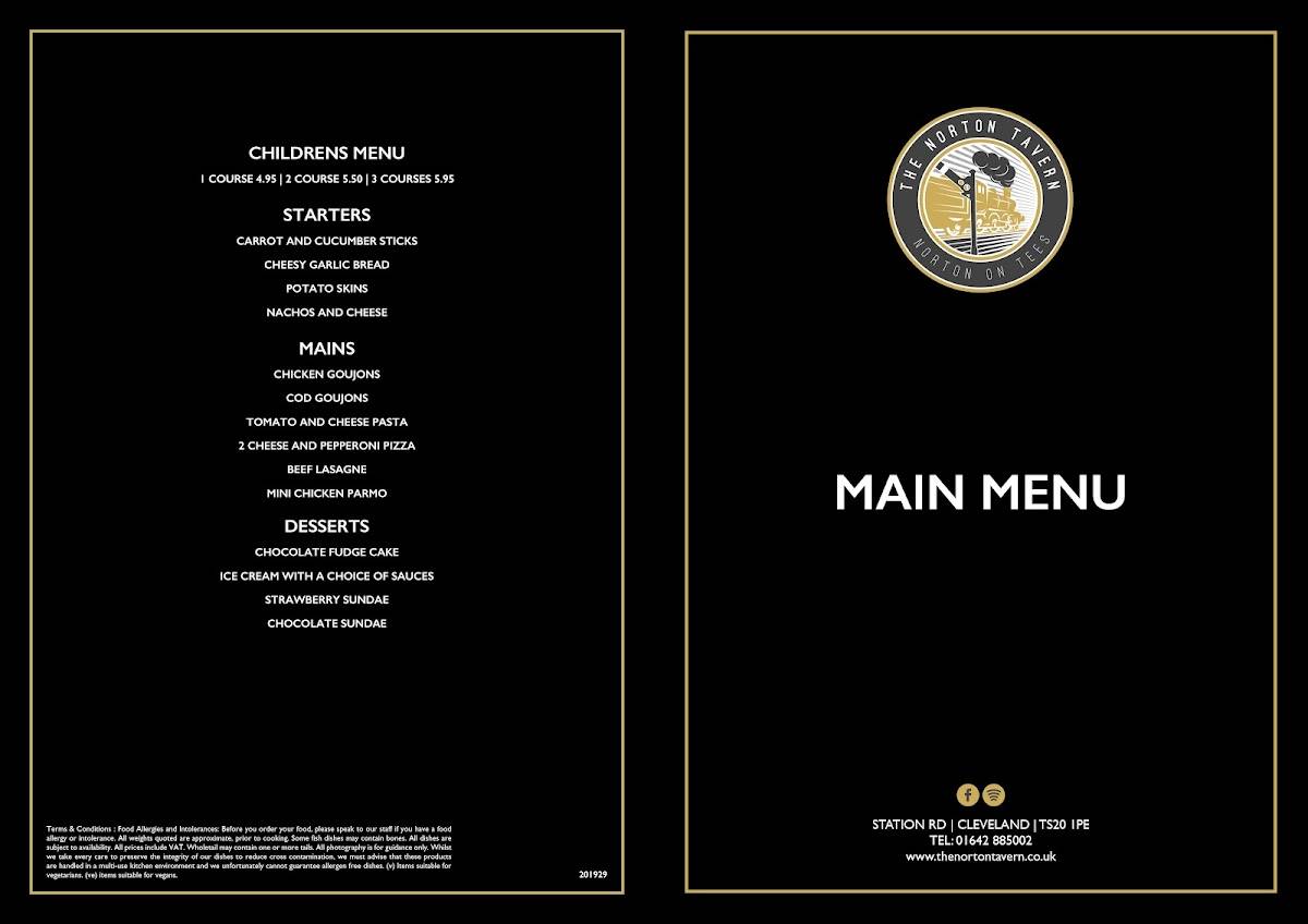 Menu at The Norton Tavern pub & bar, Stockton-on-Tees