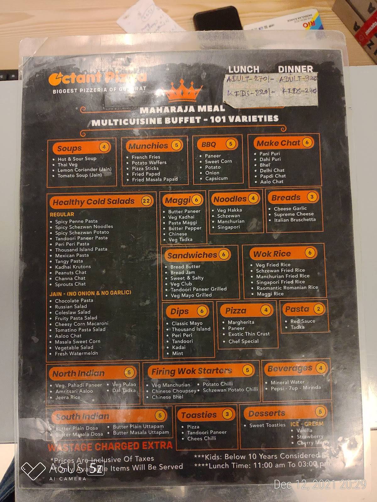 Menu at The Ocyent Pizza, Vadodara