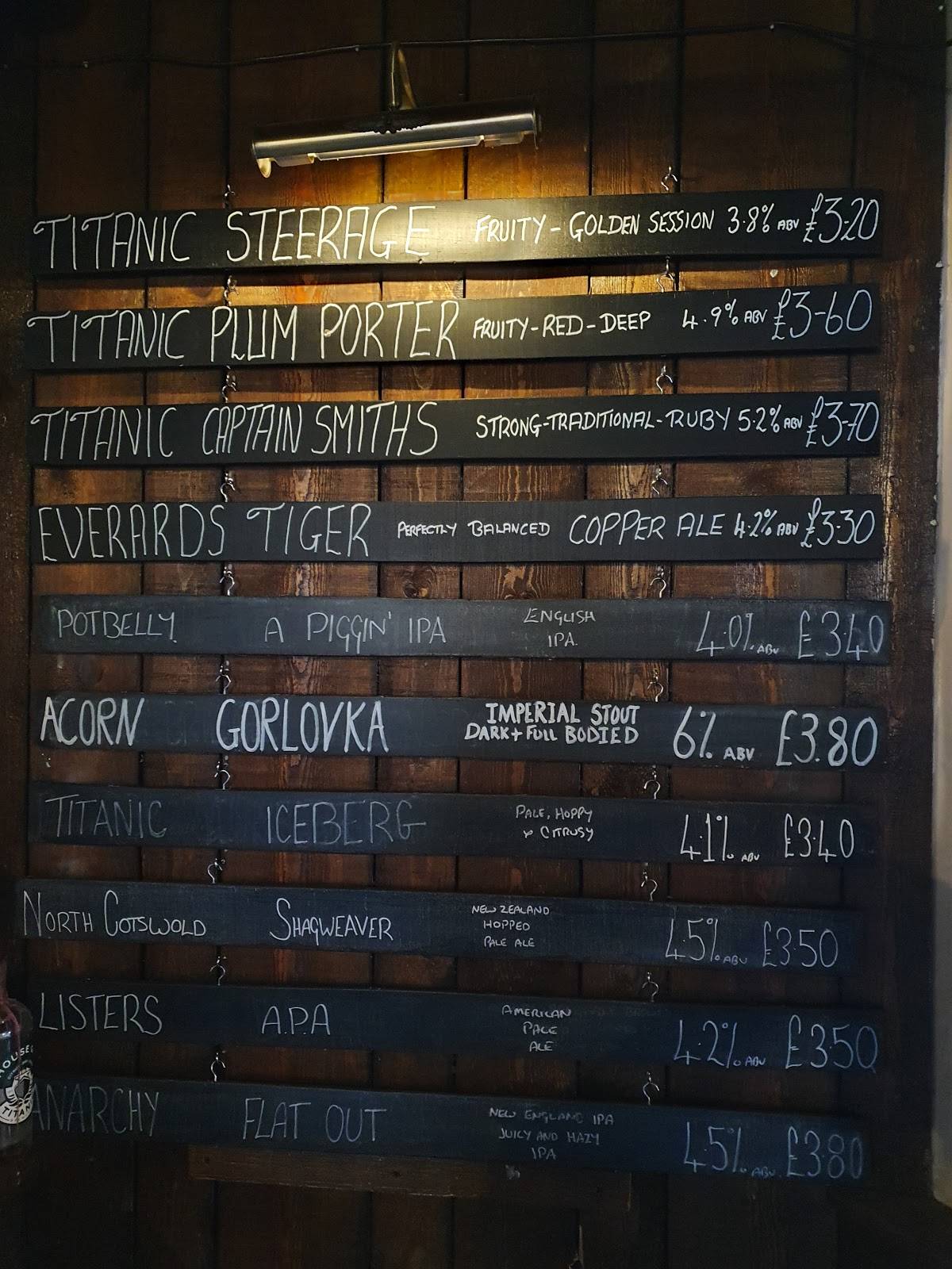 Menu at The Old Poets Corner. pub & bar, Ashover