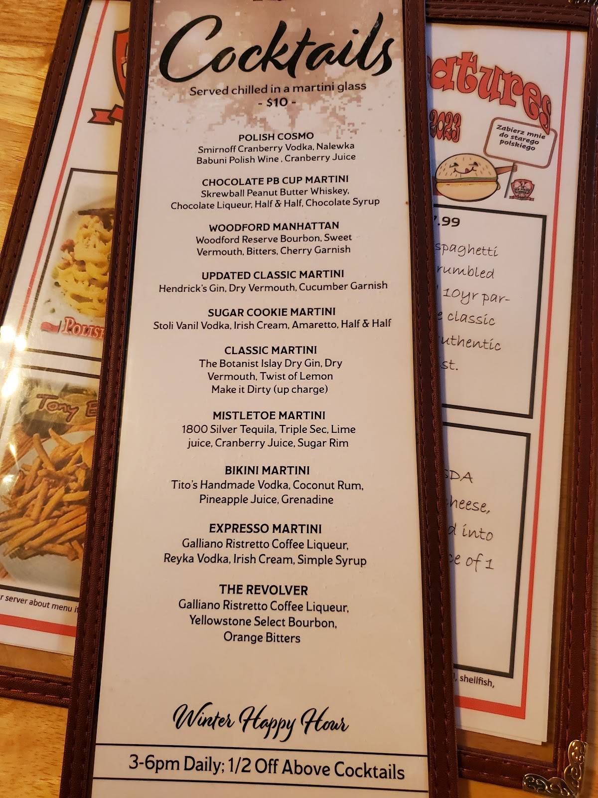 Menu at The Old Polish Corner restaurant, Alpena