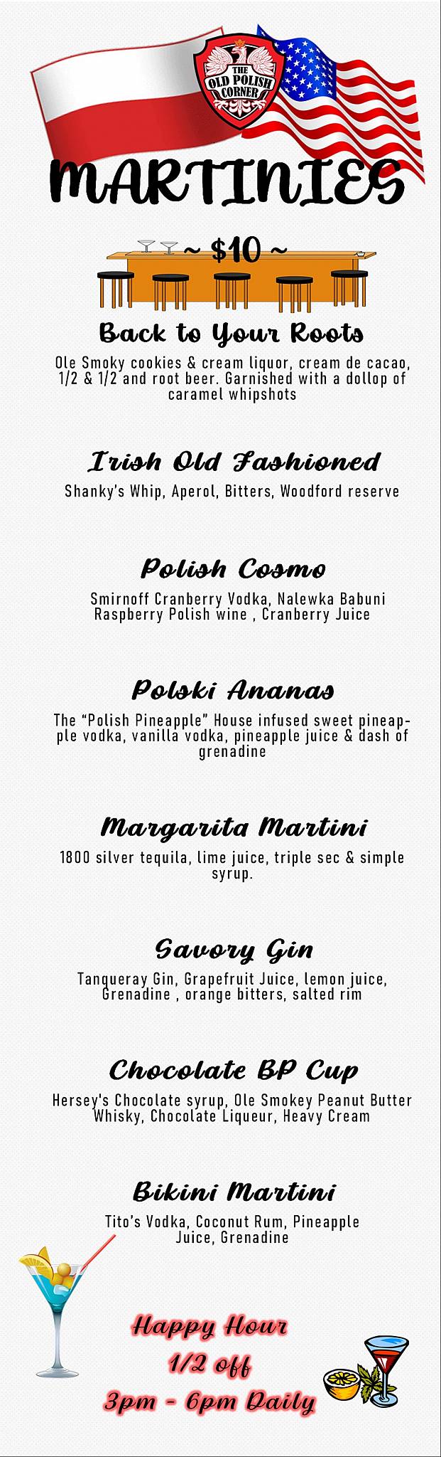 Menu at The Old Polish Corner restaurant, Alpena