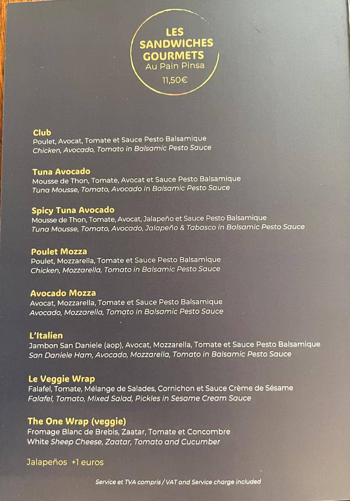 Menu at The One - Coffee Shop, Bar Tapas & Lounge in Nice, Nice