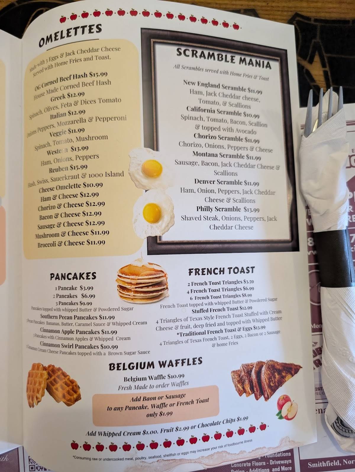 Menu at The Orchard Grille restaurant, Smithfield