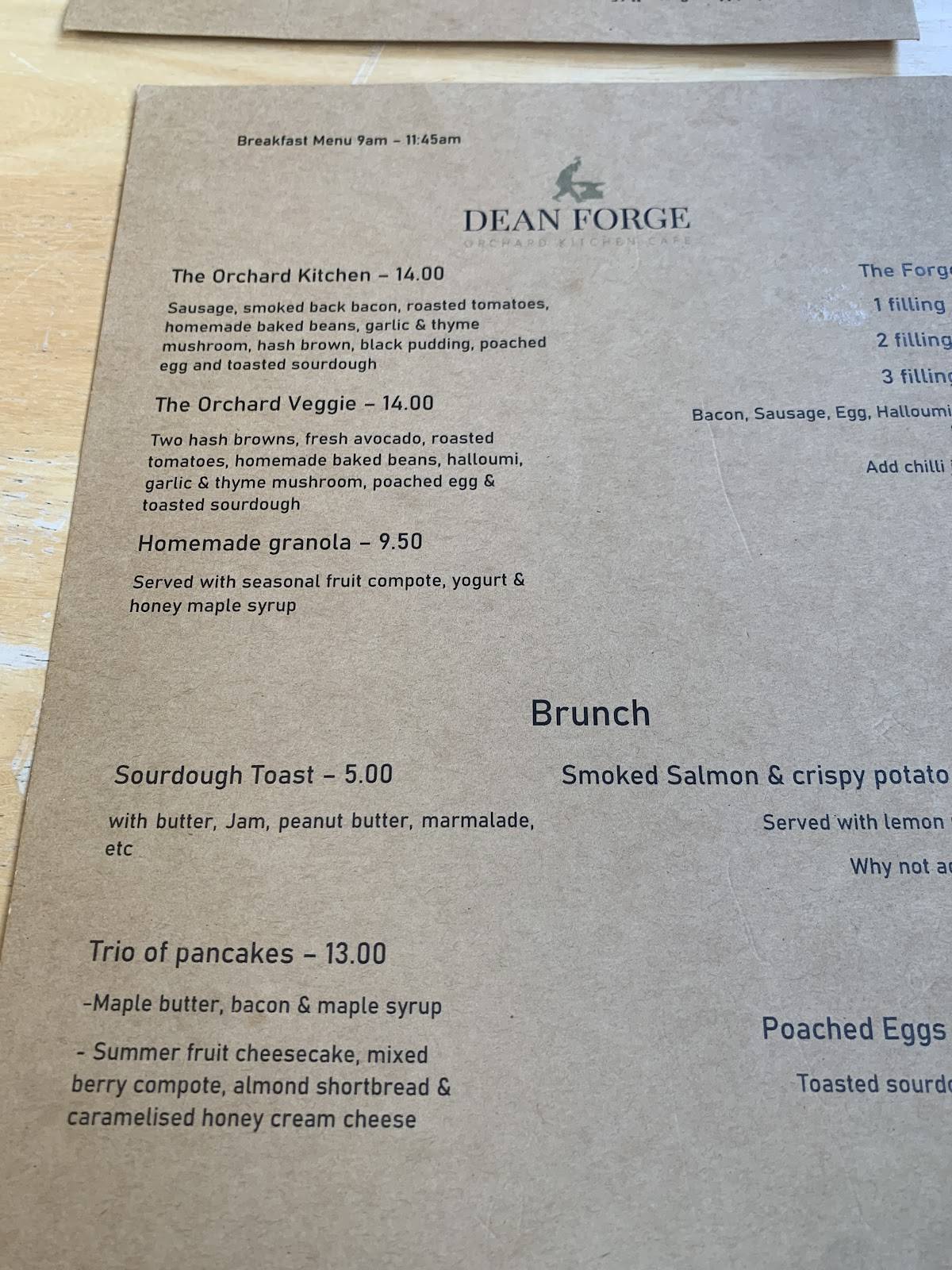 Menu at The Orchard Kitchen cafe, Buckfastleigh