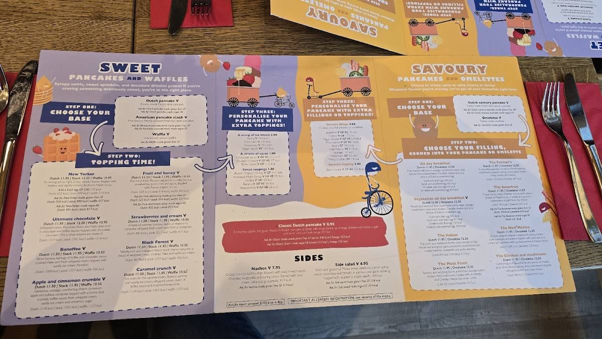 Menu at The Pancake House restaurant, Warminster, Center Parcs Longleat ...