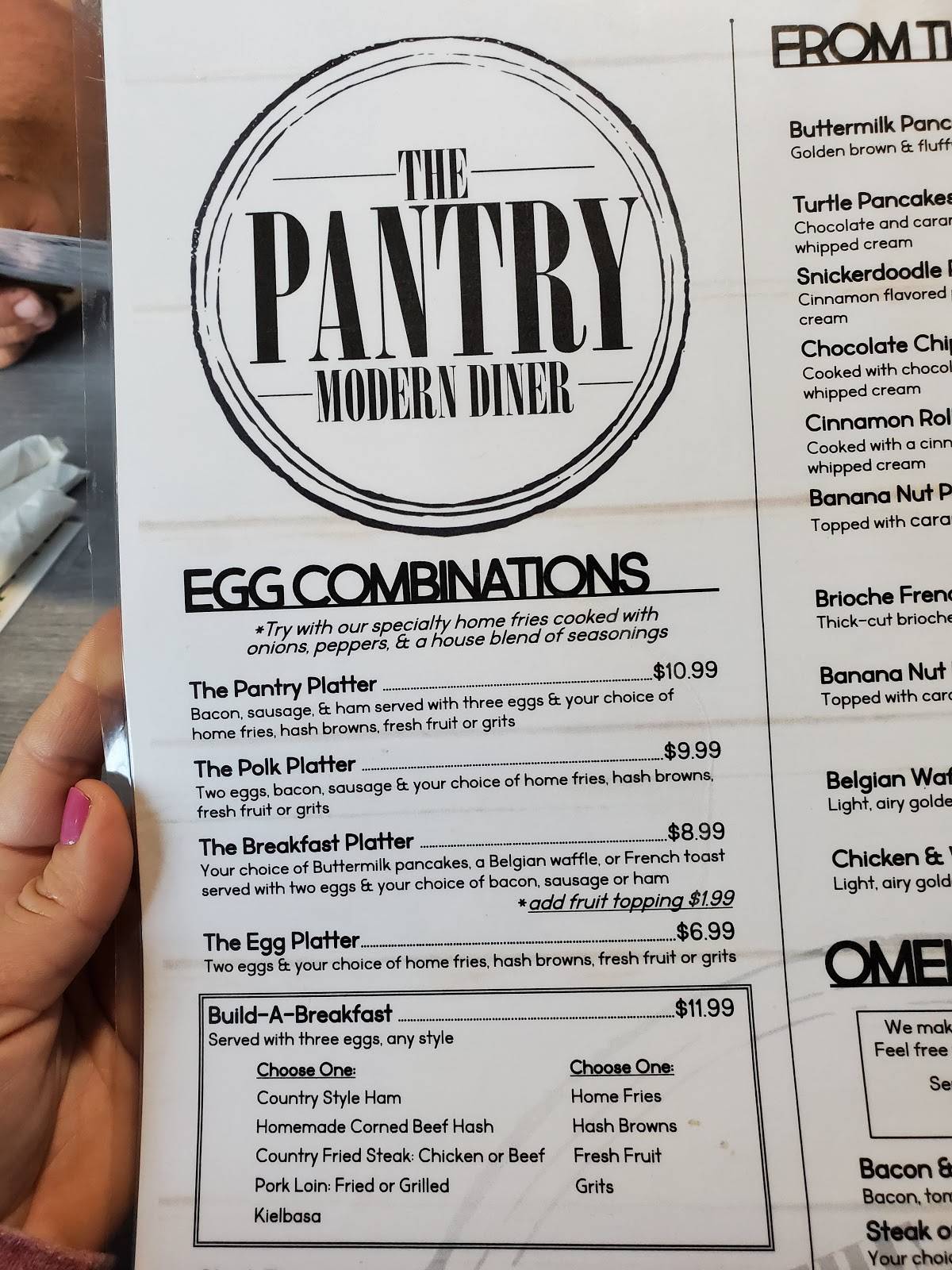 Menu at The Pantry Modern Diner restaurant, Auburndale