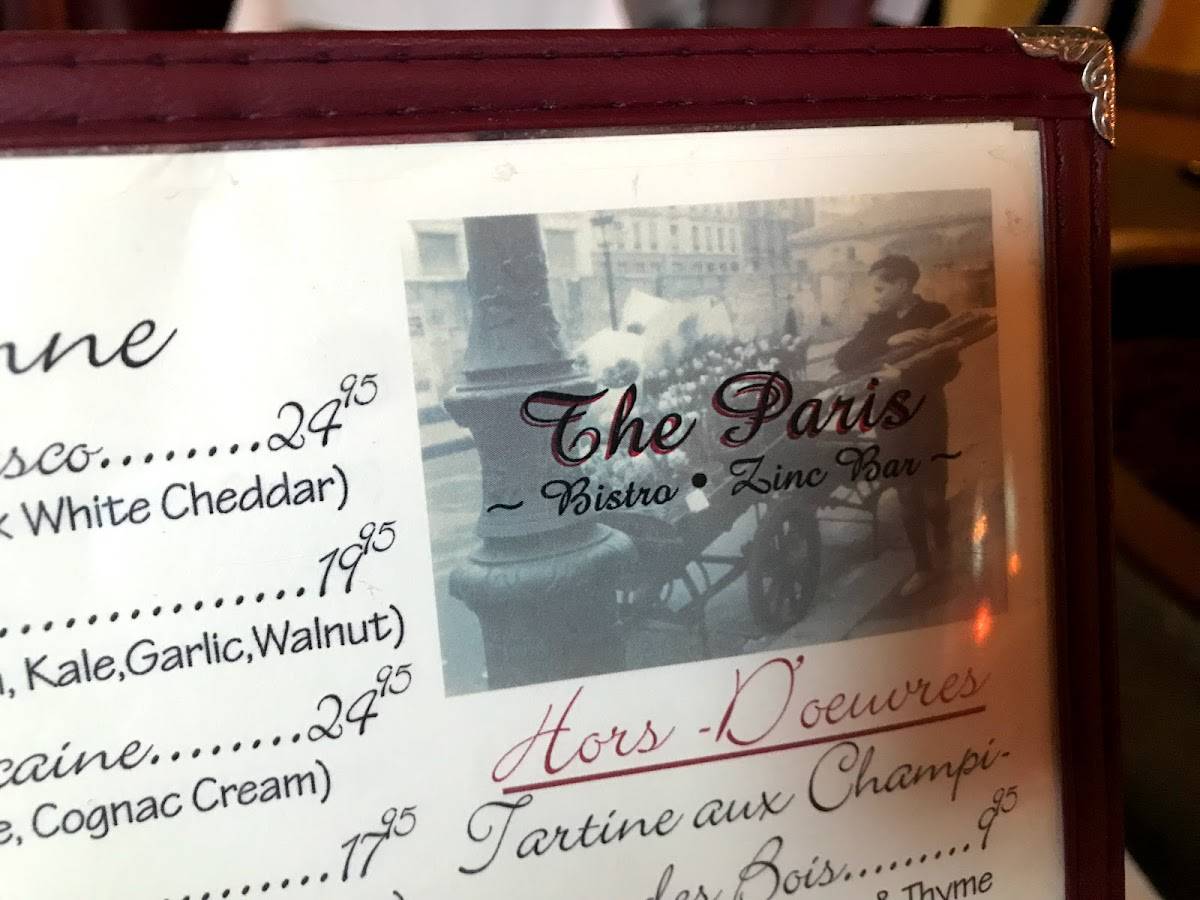 Menu at The Paris Bistro restaurant, Salt Lake City