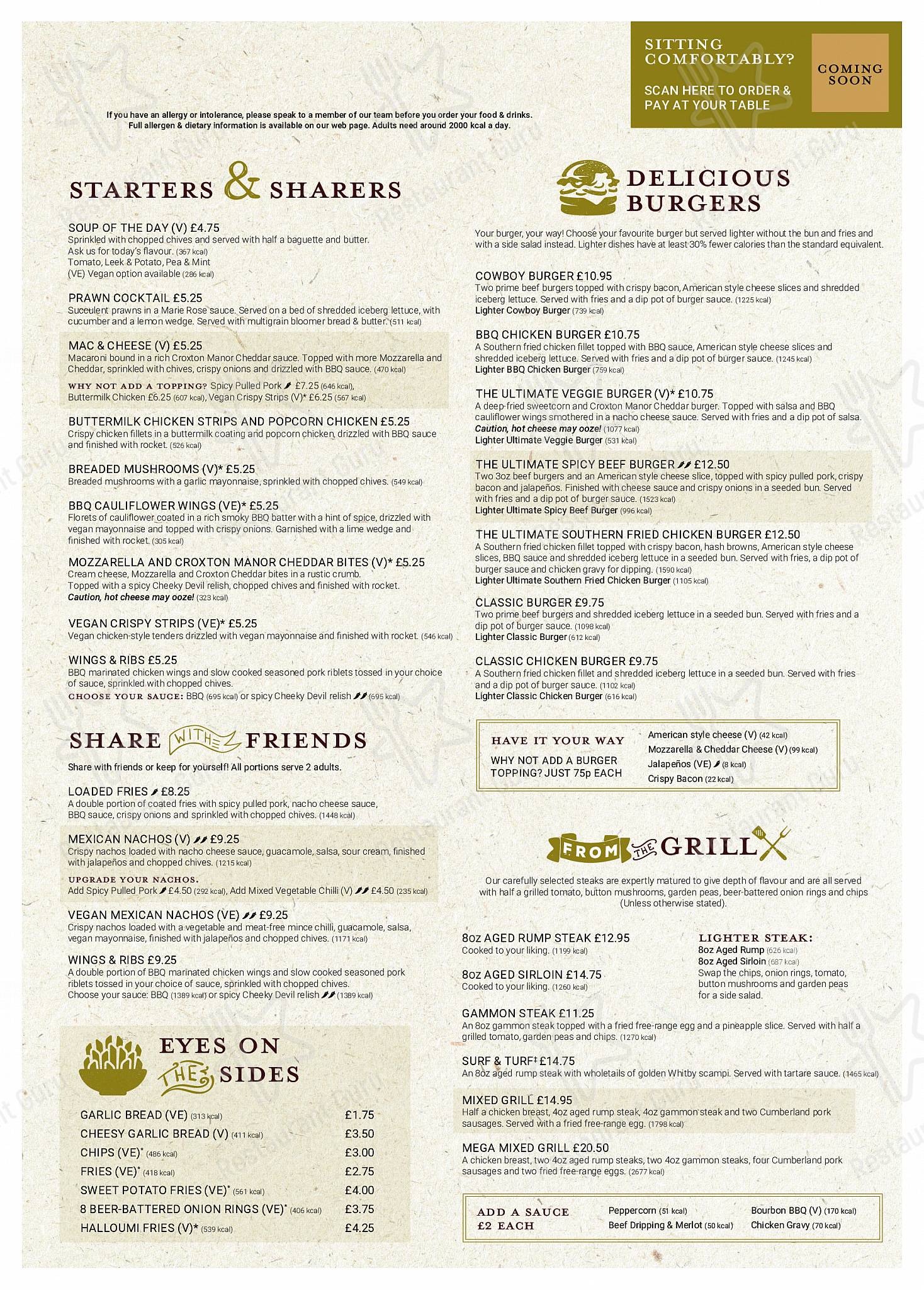 Menu at The Park pub & bar, Blackburn