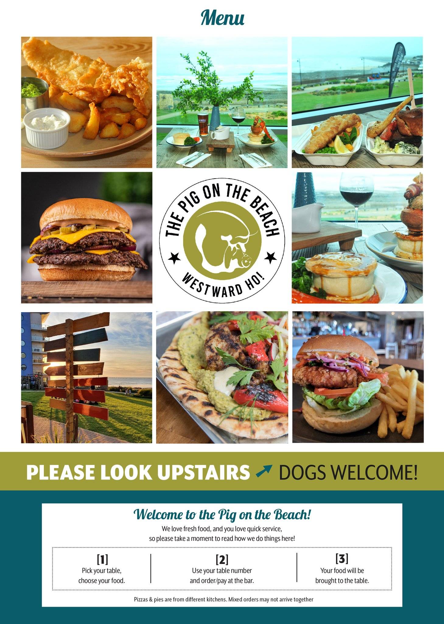 Menu at The Pig On The Beach pub & bar, Westward Ho!