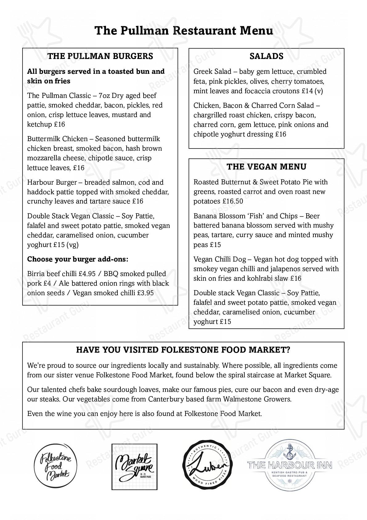 Menu at The Pullman Folkestone pub & bar, Folkestone, 7-9 Church St