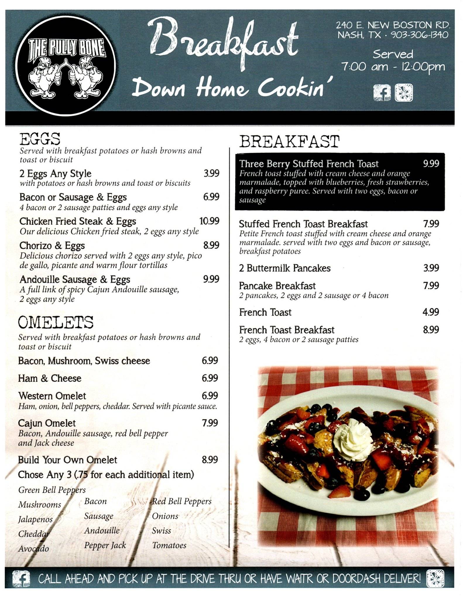 Menu at The Pully Bone restaurant, Nash