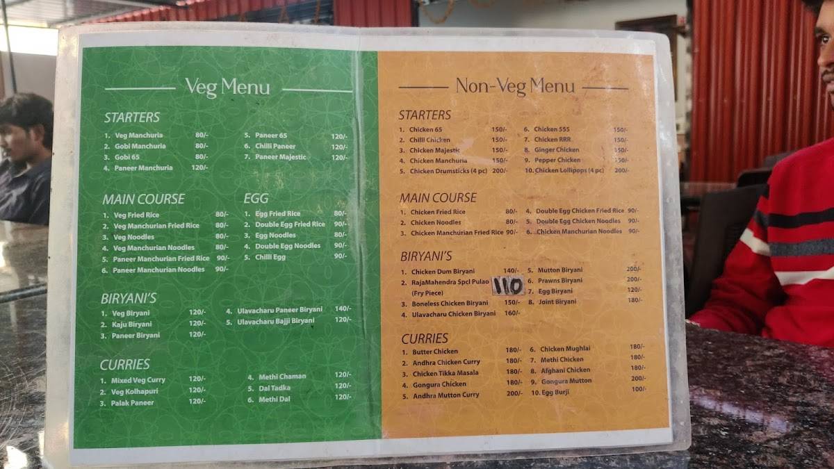 Menu at The Rajamahendra Kitchen, Hyderabad