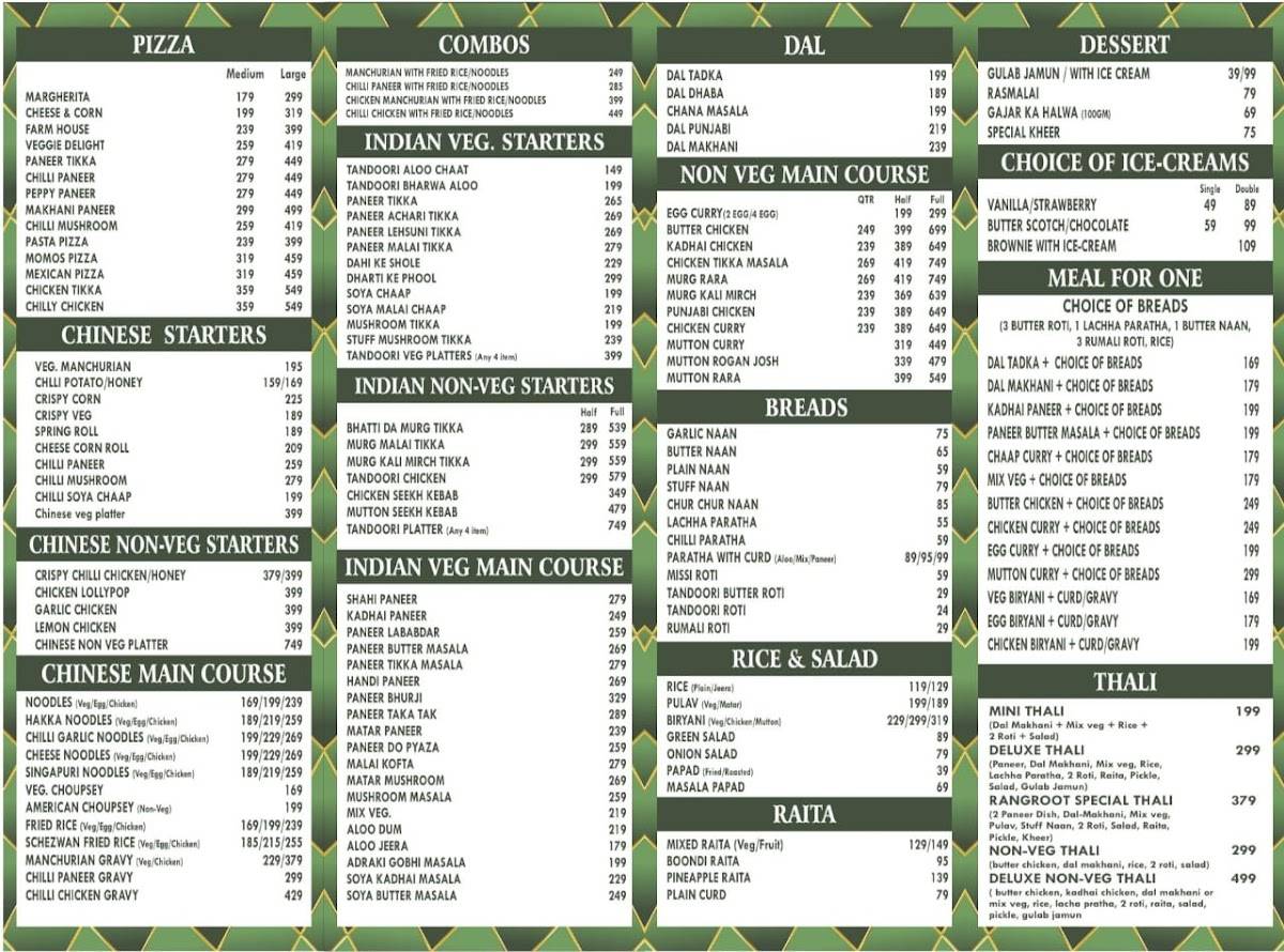 Menu at The RangRoot Restro & Cafe, Meerut