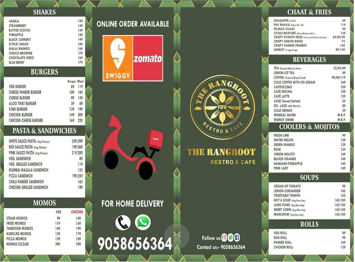 Menu at The RangRoot Restro & Cafe, Meerut
