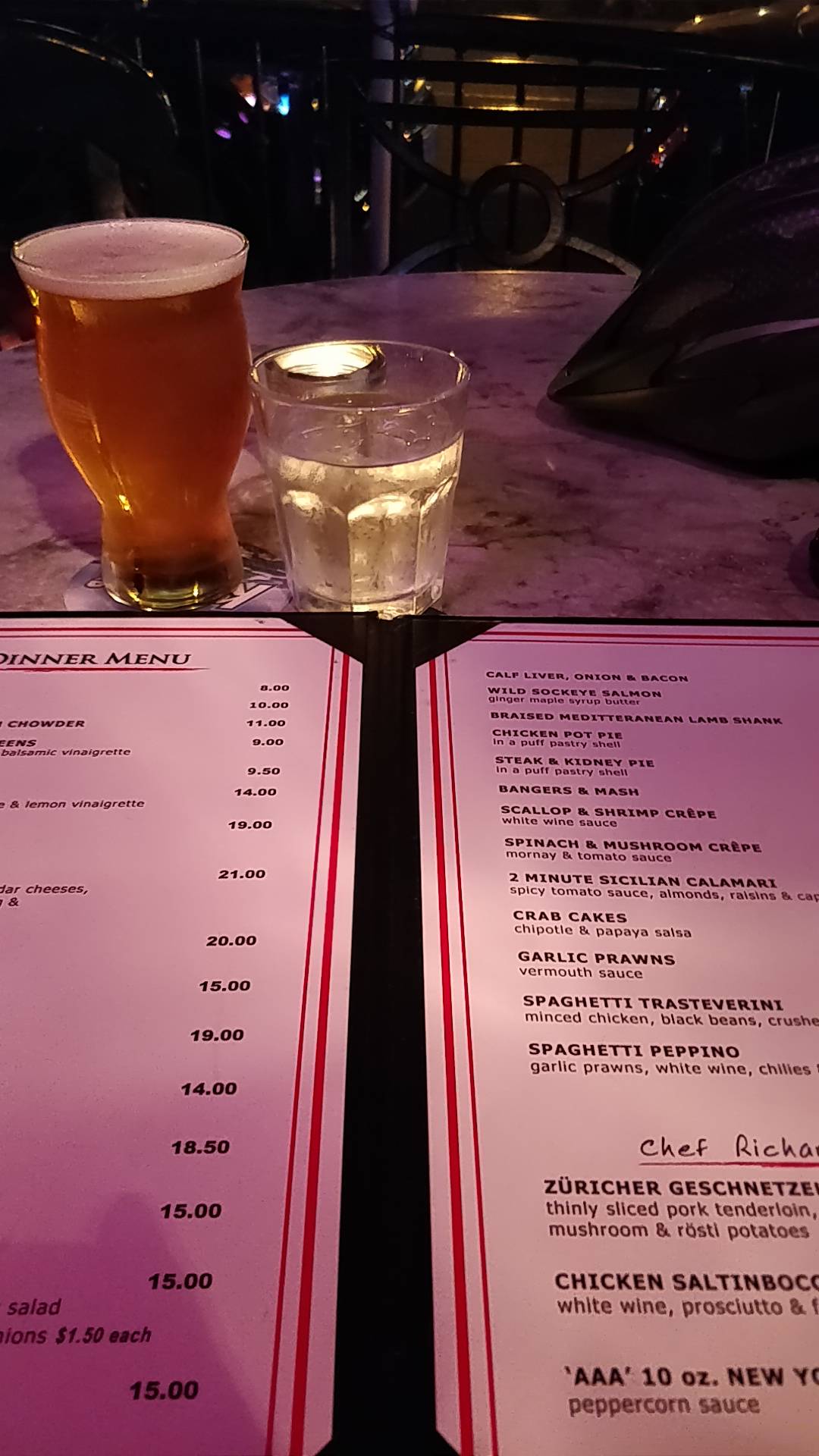 Menu at The Red Lion Bar & Grill, West Vancouver