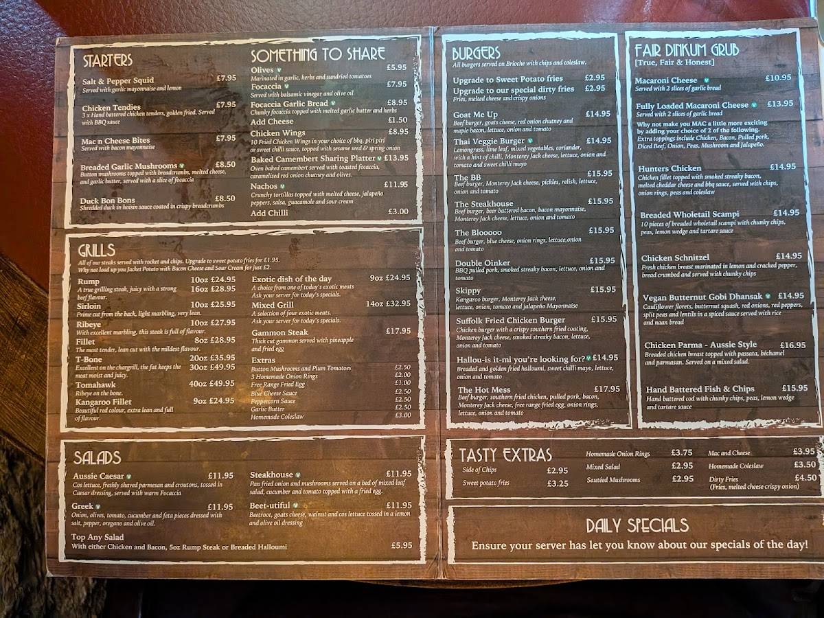 Menu at The Red Lodge Steakhouse & Bar, Red Lodge