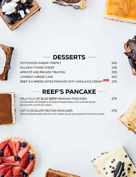 Menu at The Reef Cafe & Skylounge, Chandigarh