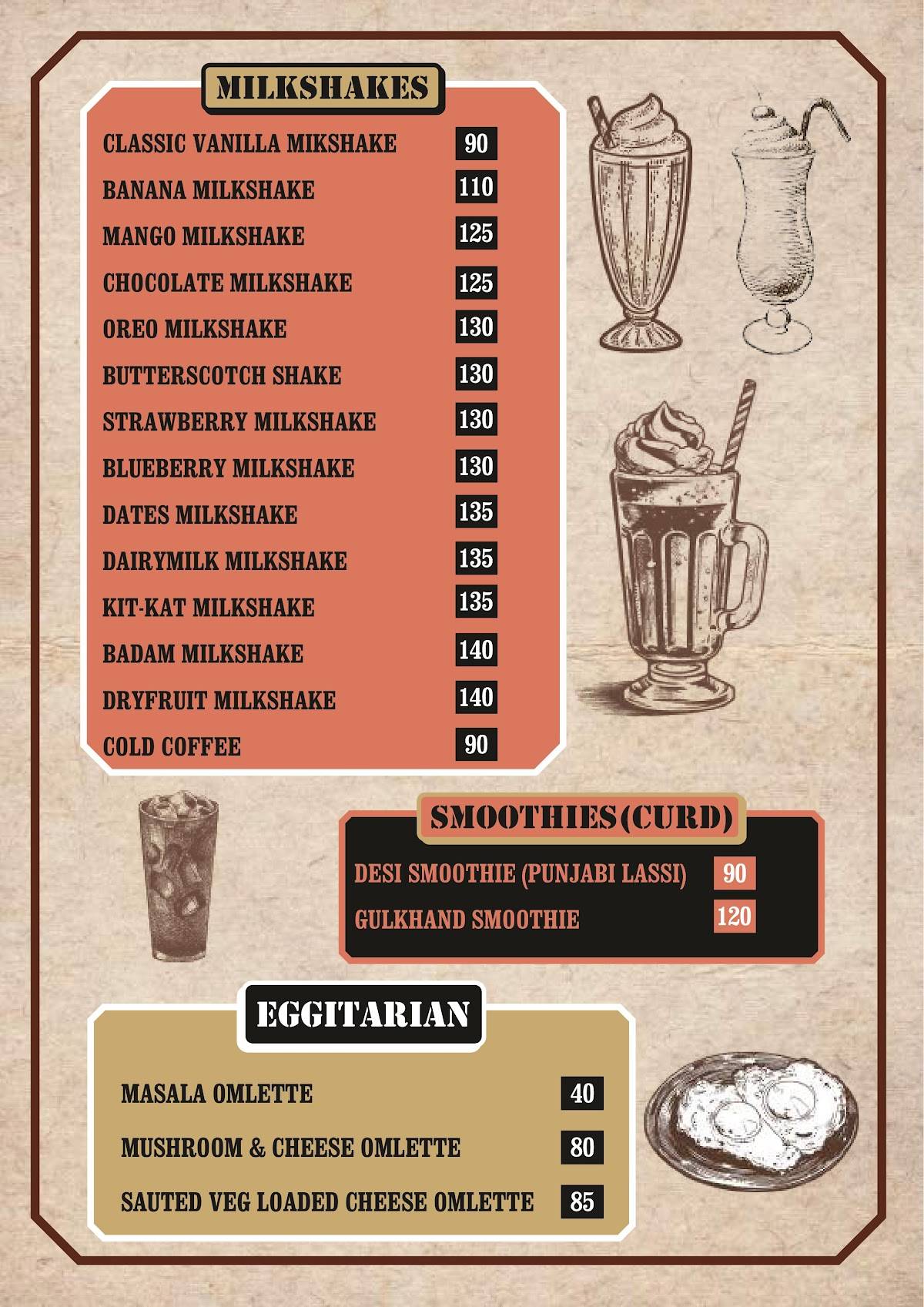 Menu at The Retro Cafe, Dharapuram