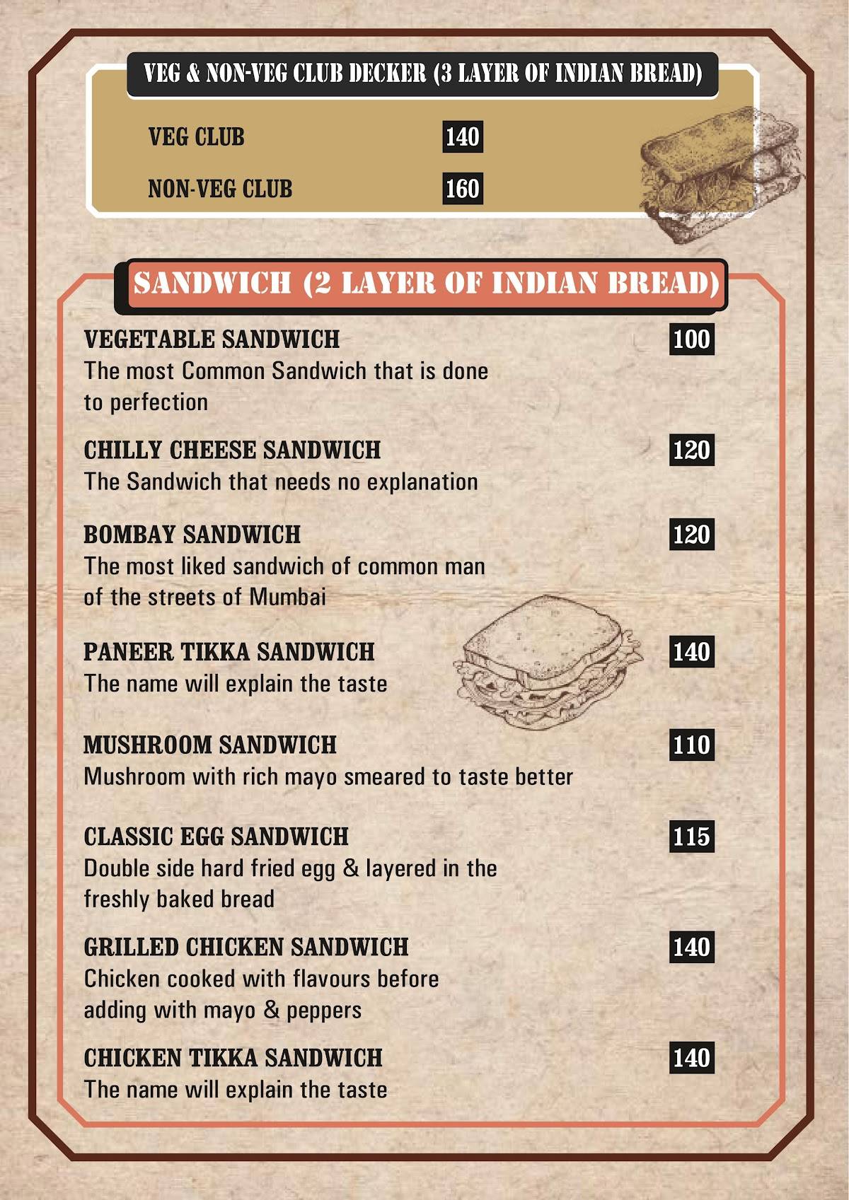 Menu at The Retro Cafe, Dharapuram