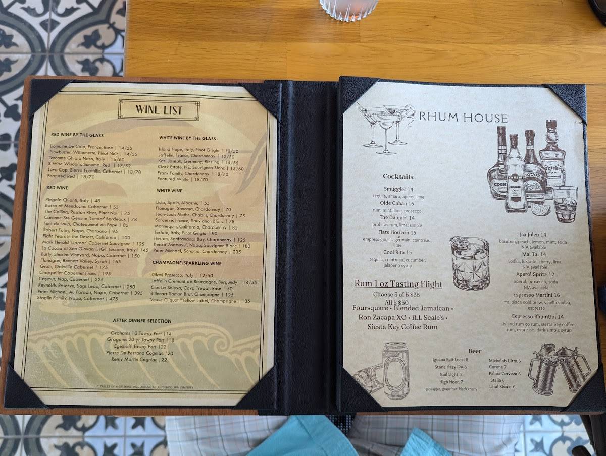 Menu at The Rhum House pub & bar, Marathon