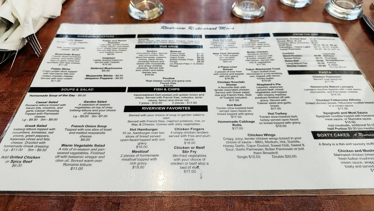 Menu at The Riverview Family Restaurant, Campbellford