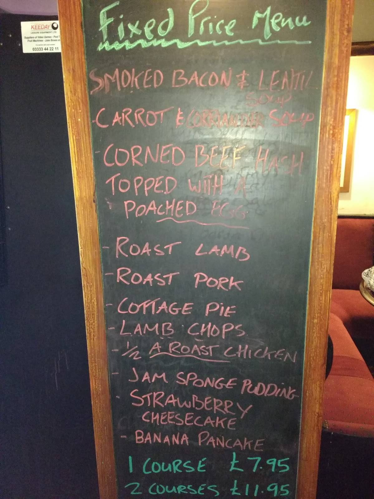 Menu at The Roebuck Inn pub & bar, Oldham
