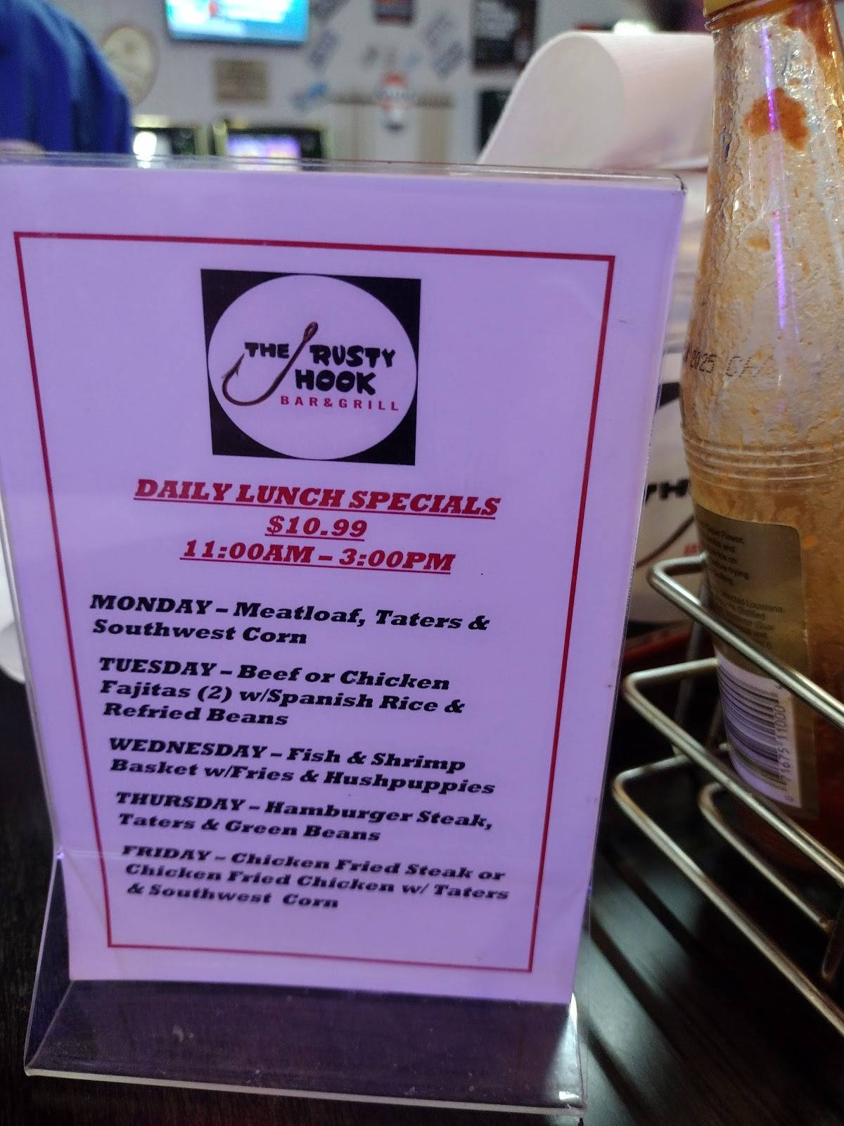Menu at The Rusty Hook Bar & Grill, Bacliff