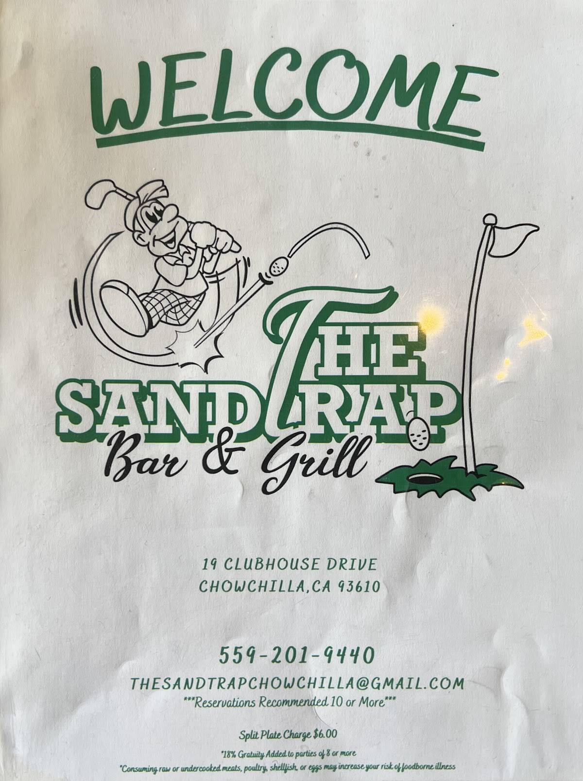 Menu at The Sand Trap Bar & Grill, Chowchilla