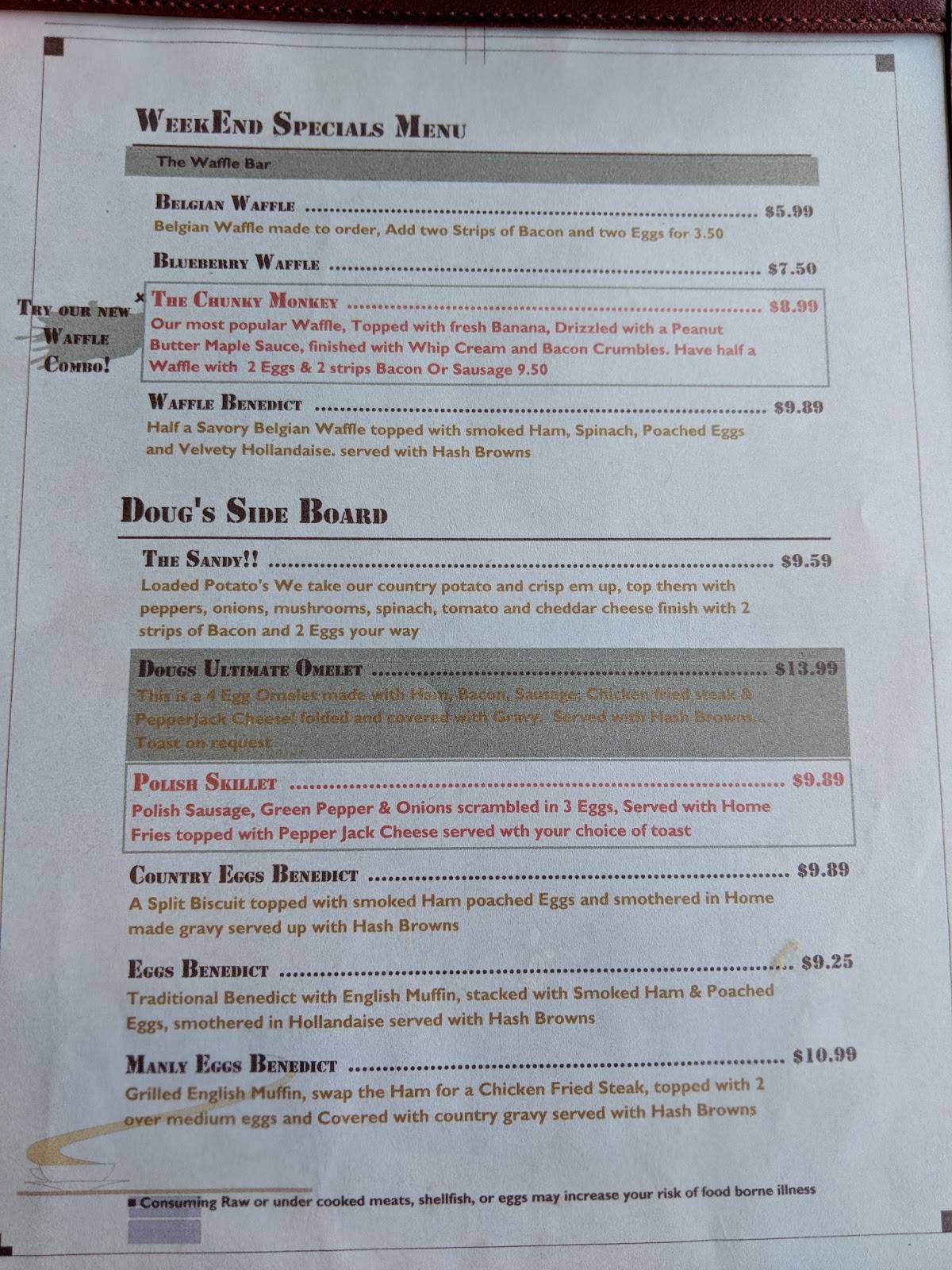 Menu at The Sandstone Cafe & Quarry Bar, Tenino