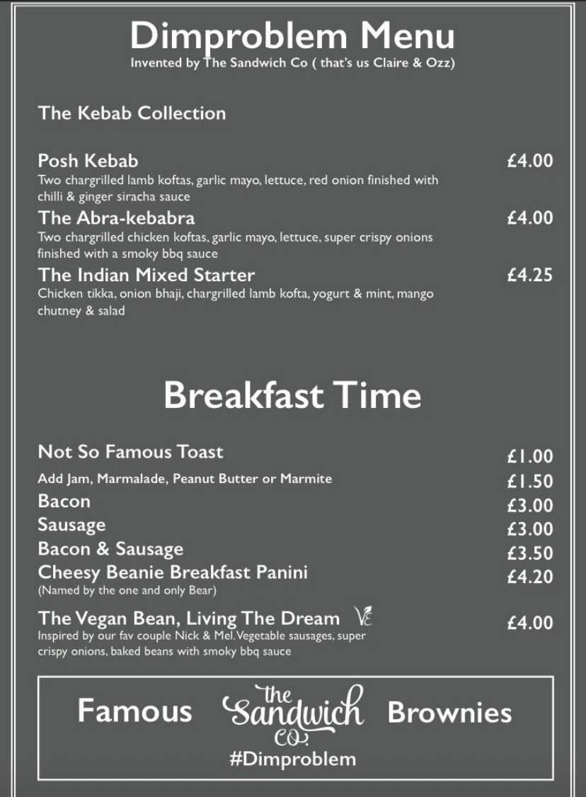 Menu at The Sandwich Co restaurant, Bridgend