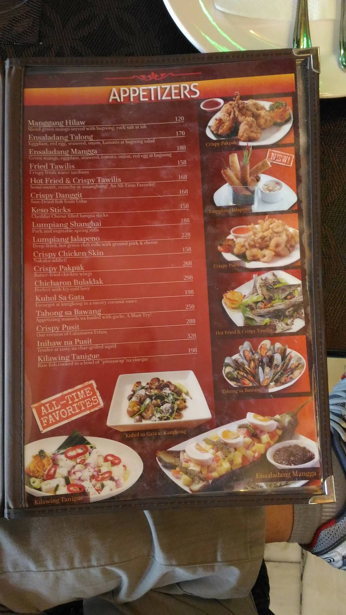 Menu at The Singing Cooks & Waiters Atbp. restaurant, Pasay