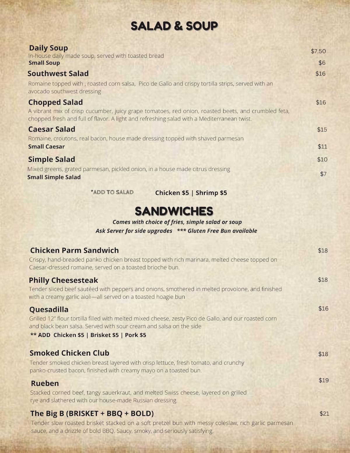 Menu at The Smokin' Barrel Bar & Grill - Stirling, Stirling