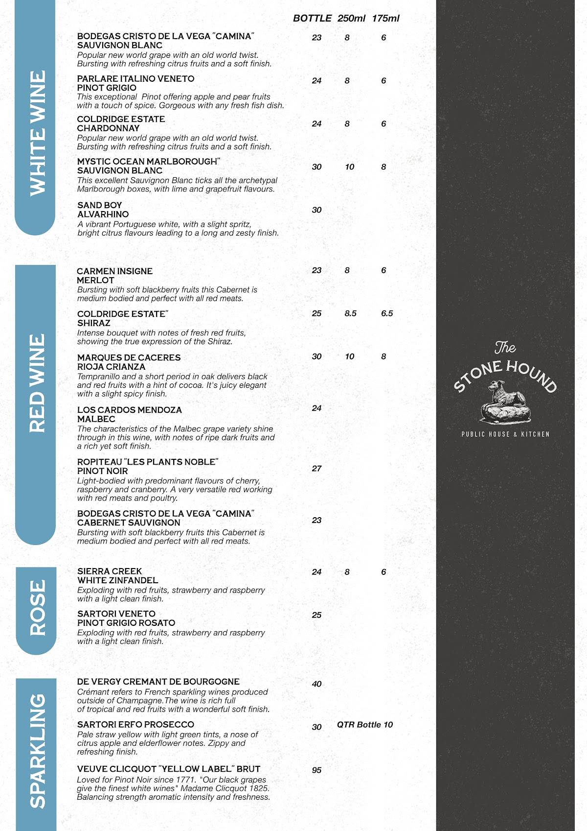 Menu at The Stone Hound pub & bar, Antrim