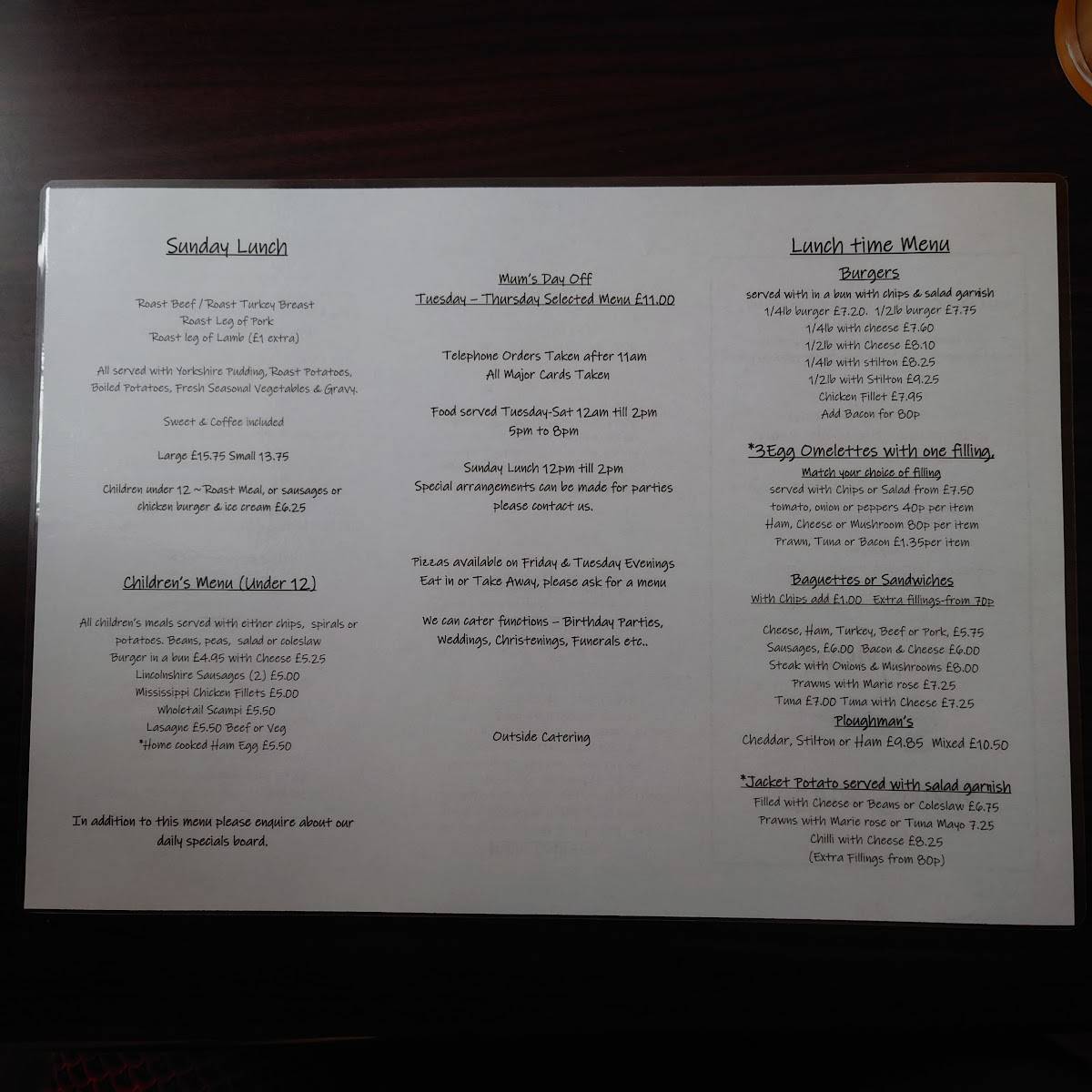 Menu at The Swan pub & bar, Moulton