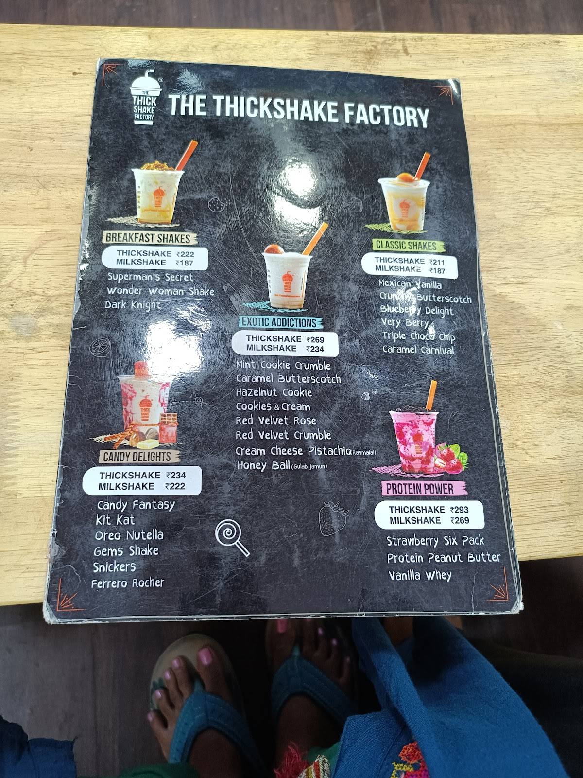 Menu at The Thickshake Factory, Kakinada