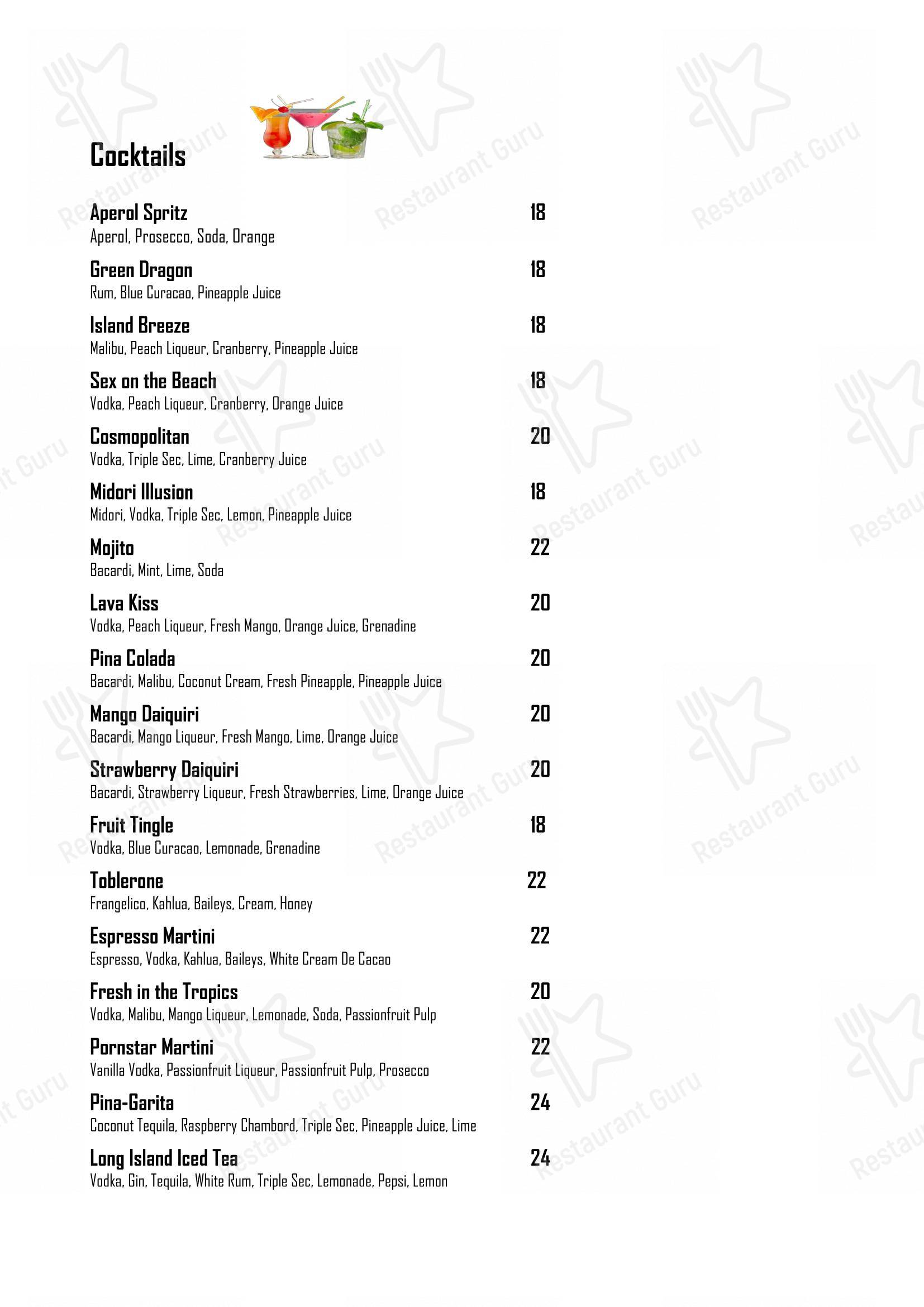 Menu at The Vasse Tavern pub & bar, Busselton, 44 Queen St