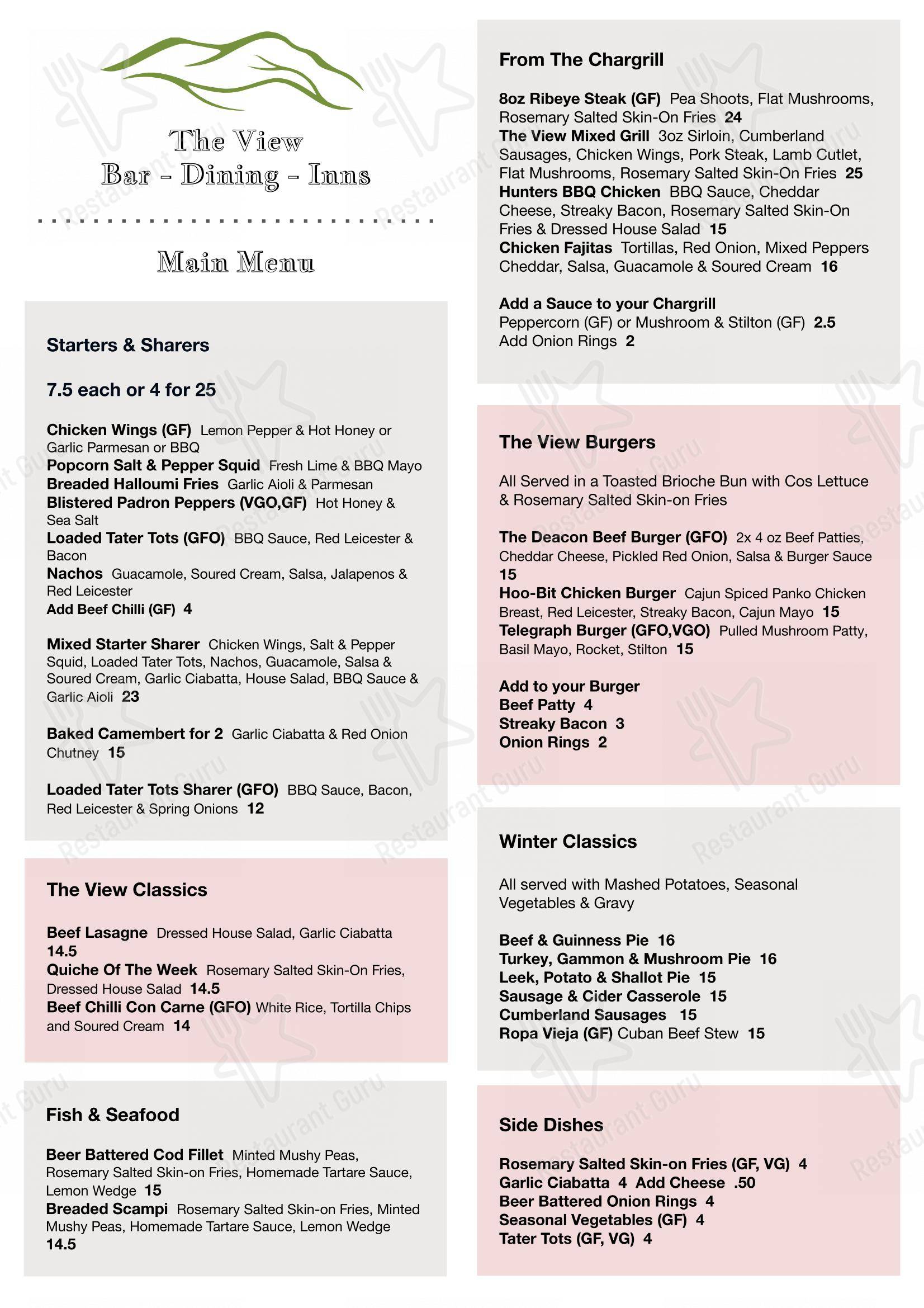 Menu at The View Hitchin Restaurant, Pirton