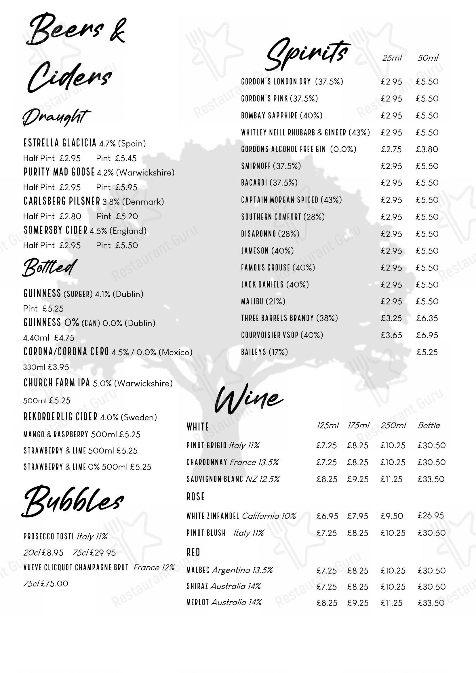 Menu at The View Wootton Wawen restaurant, Henley-in-Arden