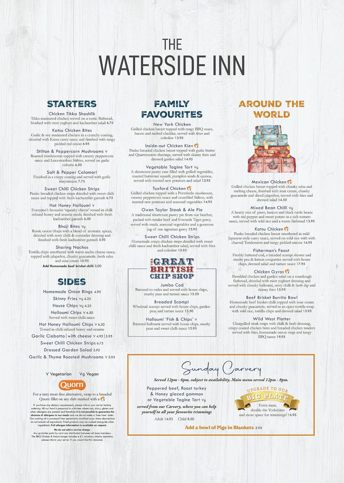 Menu at The Waterside Inn pub & bar, Loughborough
