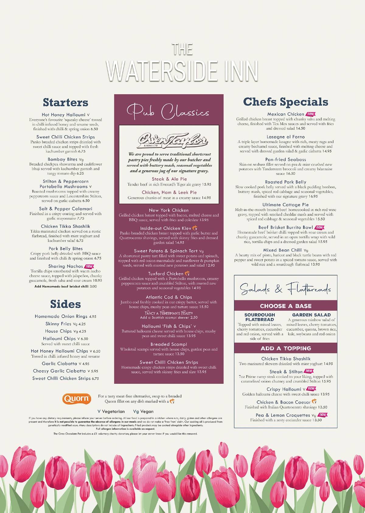 Menu at The Waterside Inn pub & bar, Loughborough